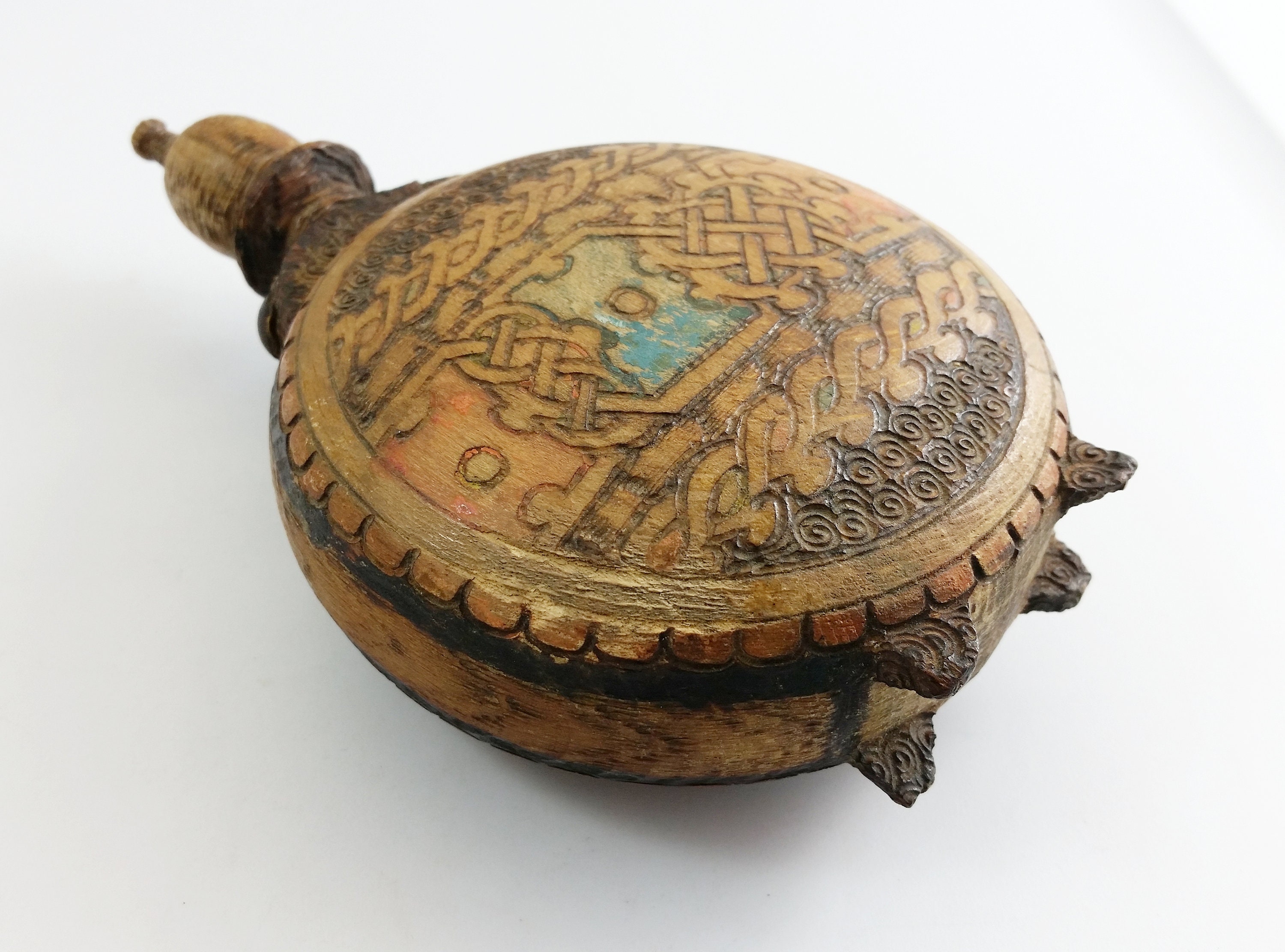 Vintage Large Handcarved Wooden Round Snuff Box W/ Screw Cap - Etsy