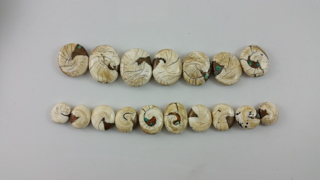 Lot X17 Vintage Rare Tibetan Sacred Chank Shell Mixed Size Oval Beads W ...