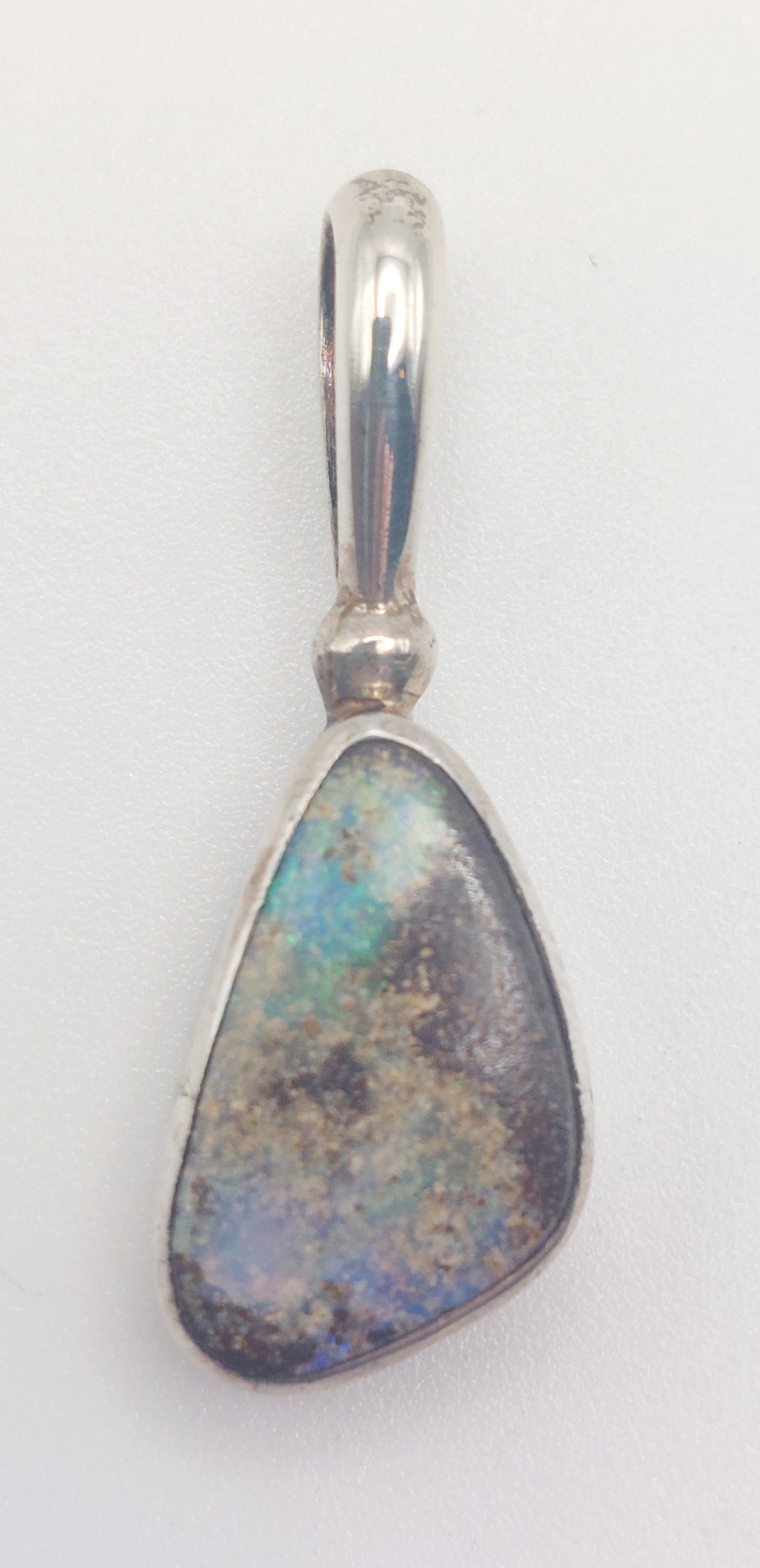 Vintage Sajen Opal Triangle Necklace Pendant W/ .925 Sterling Silver - Etsy