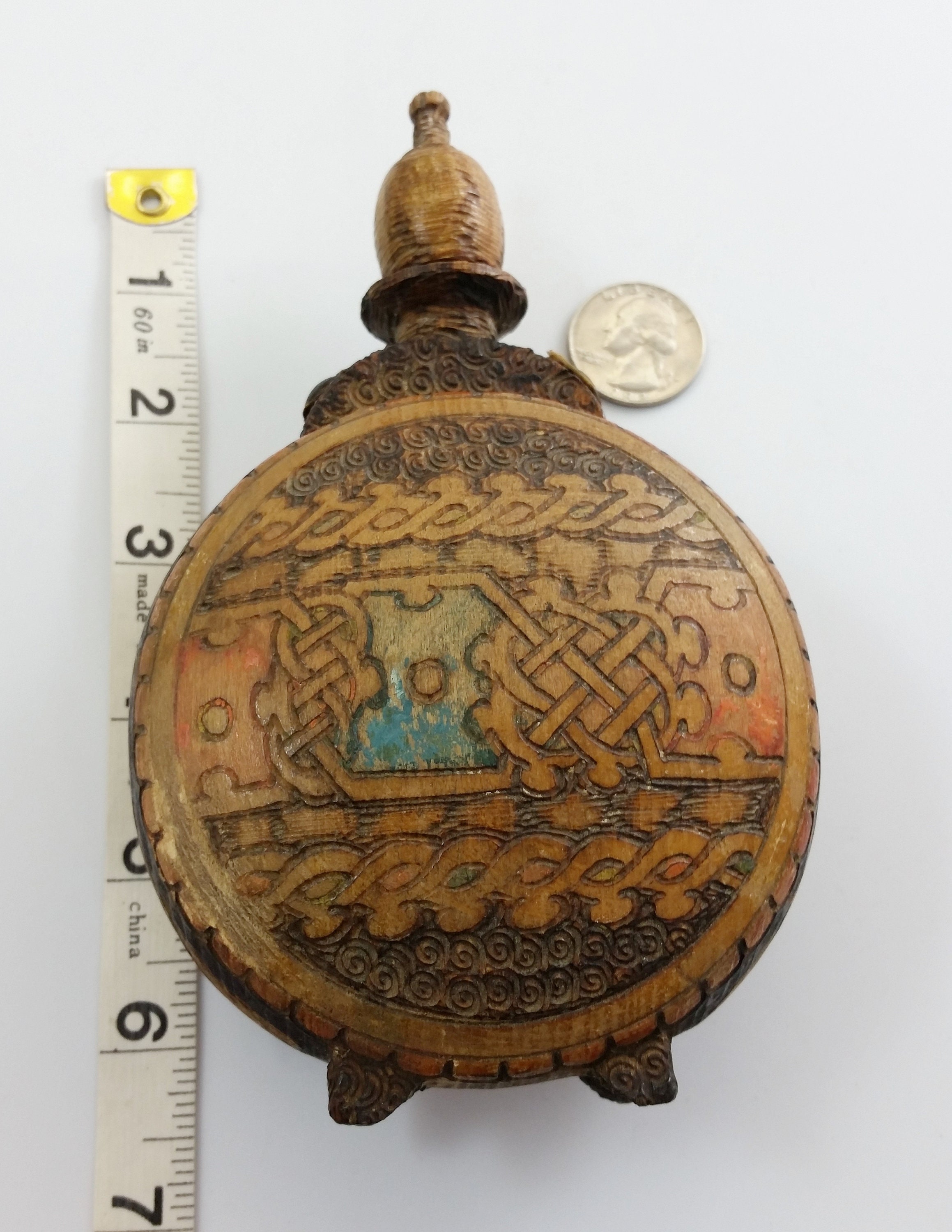 Vintage Large Handcarved Wooden Round Snuff Box W/ Screw Cap - Etsy