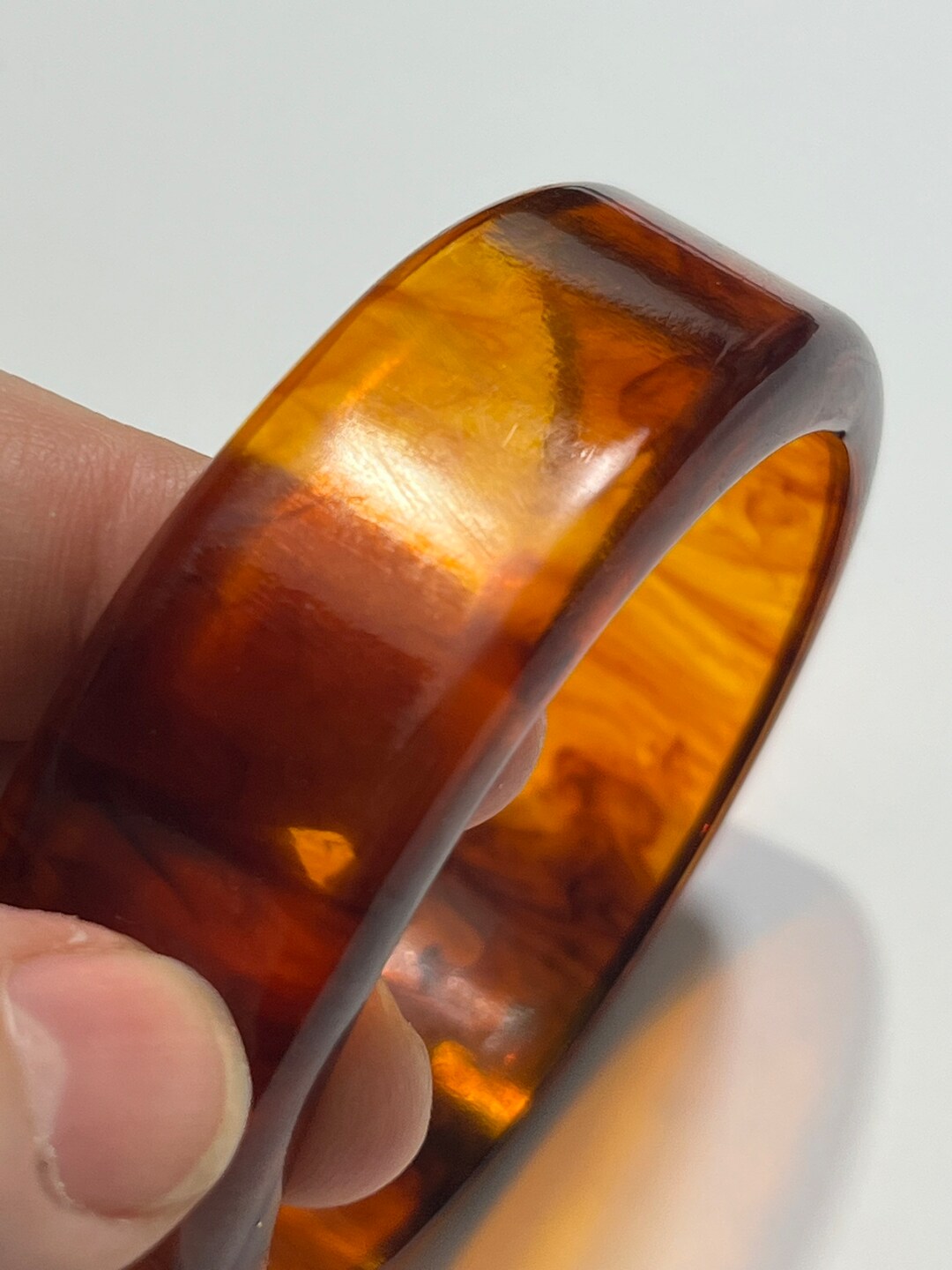 Chunky Tea Prystal Bakelite Bangle, Chunky Marbled Bakelite Bracelet ...