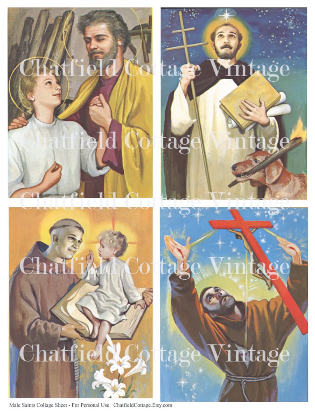 Vintage Male Saints Religious Digital Download Printable Catholic Art ...