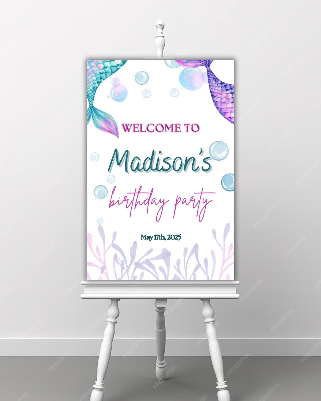 Mermaid Birthday Poster Template - Etsy