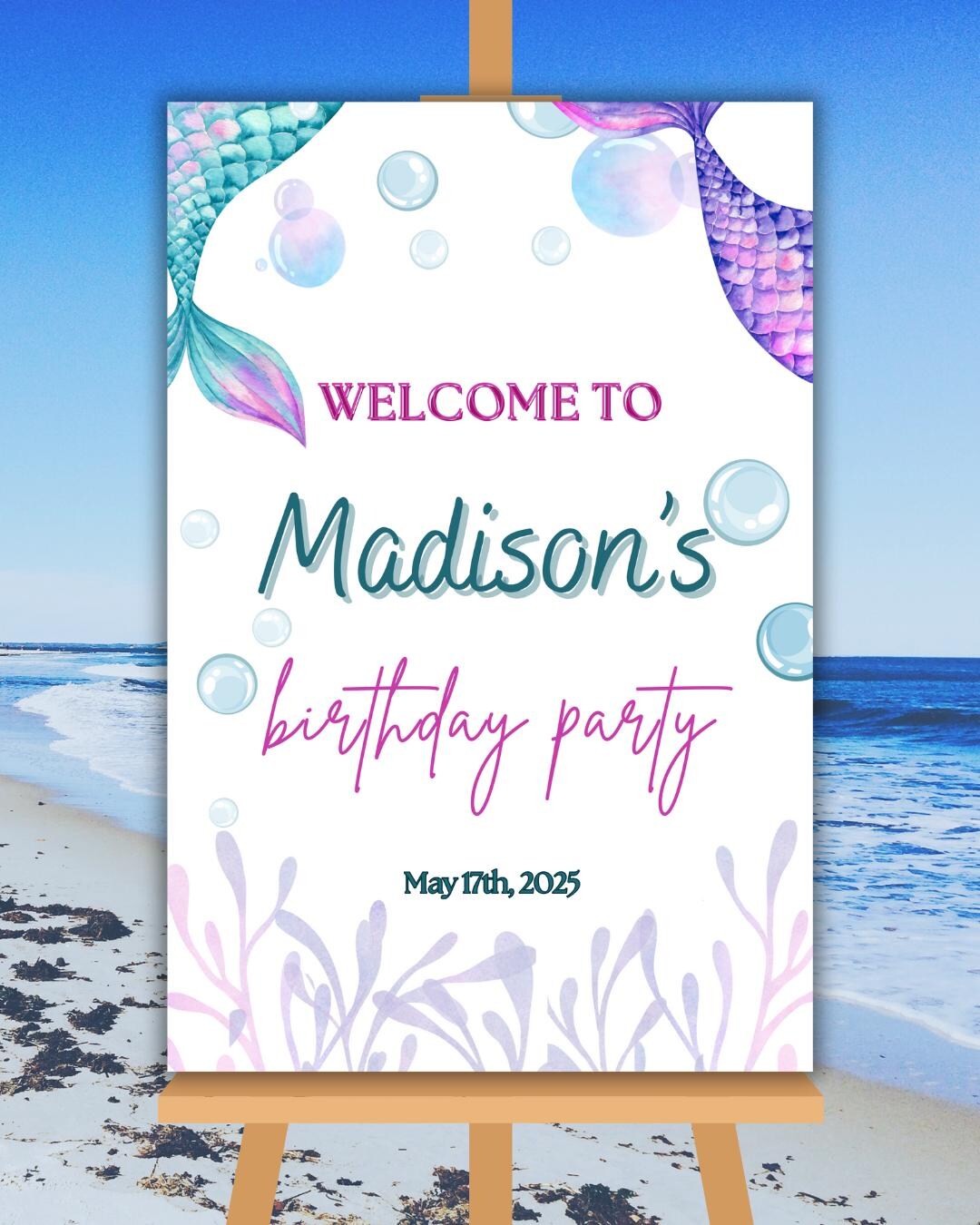 Mermaid Birthday Poster Template - Etsy