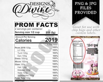 Graduation Nutrition Facts Label - Custom Label - Chip Bag - Water ...