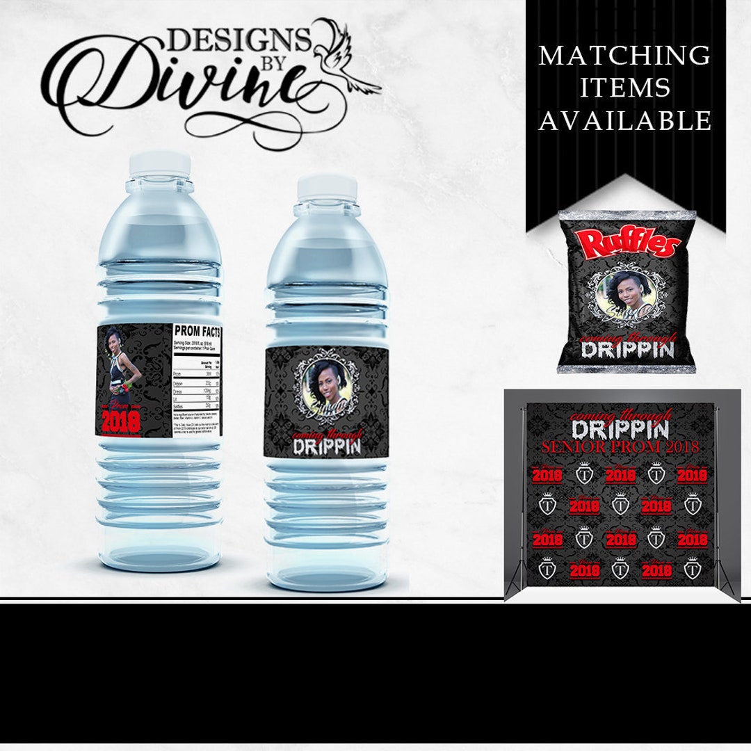 Prom Water Bottle Labels - Coming Through Drippin - Cardi B - Custom ...