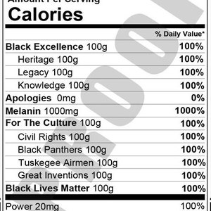 Black History Nutrition Facts Label - Custom Label - Chip Bag - Water ...