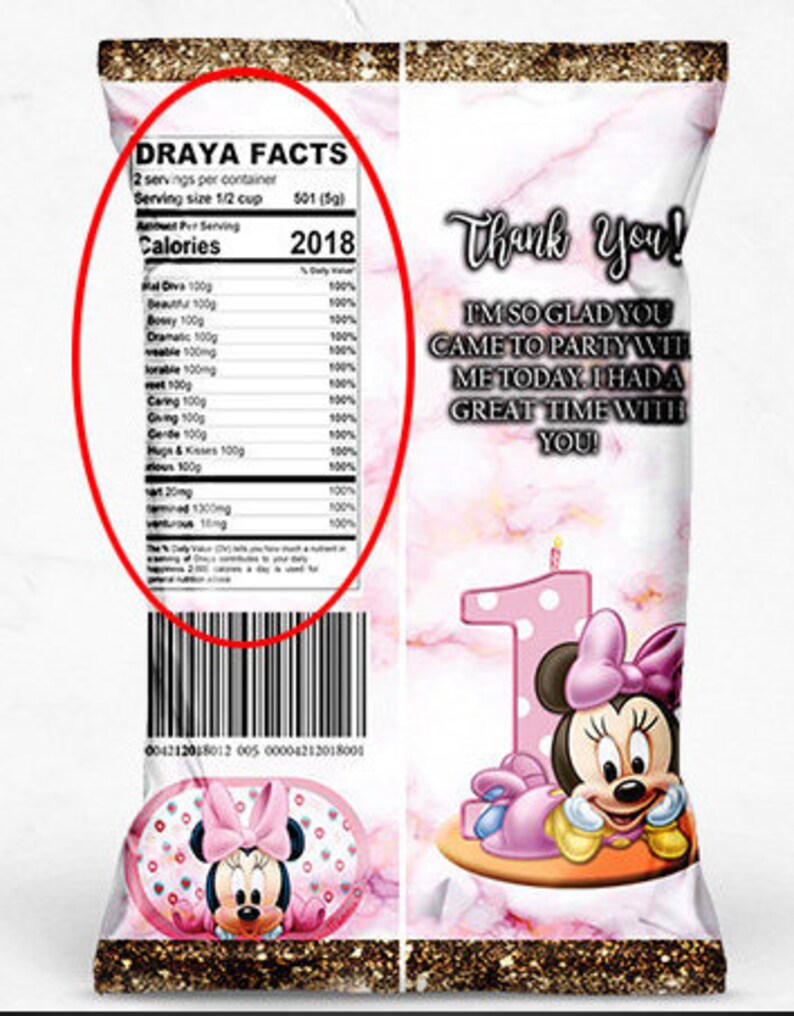Memorial Day Nutrition Facts Label - Custom Label - Chip Bag - Water ...