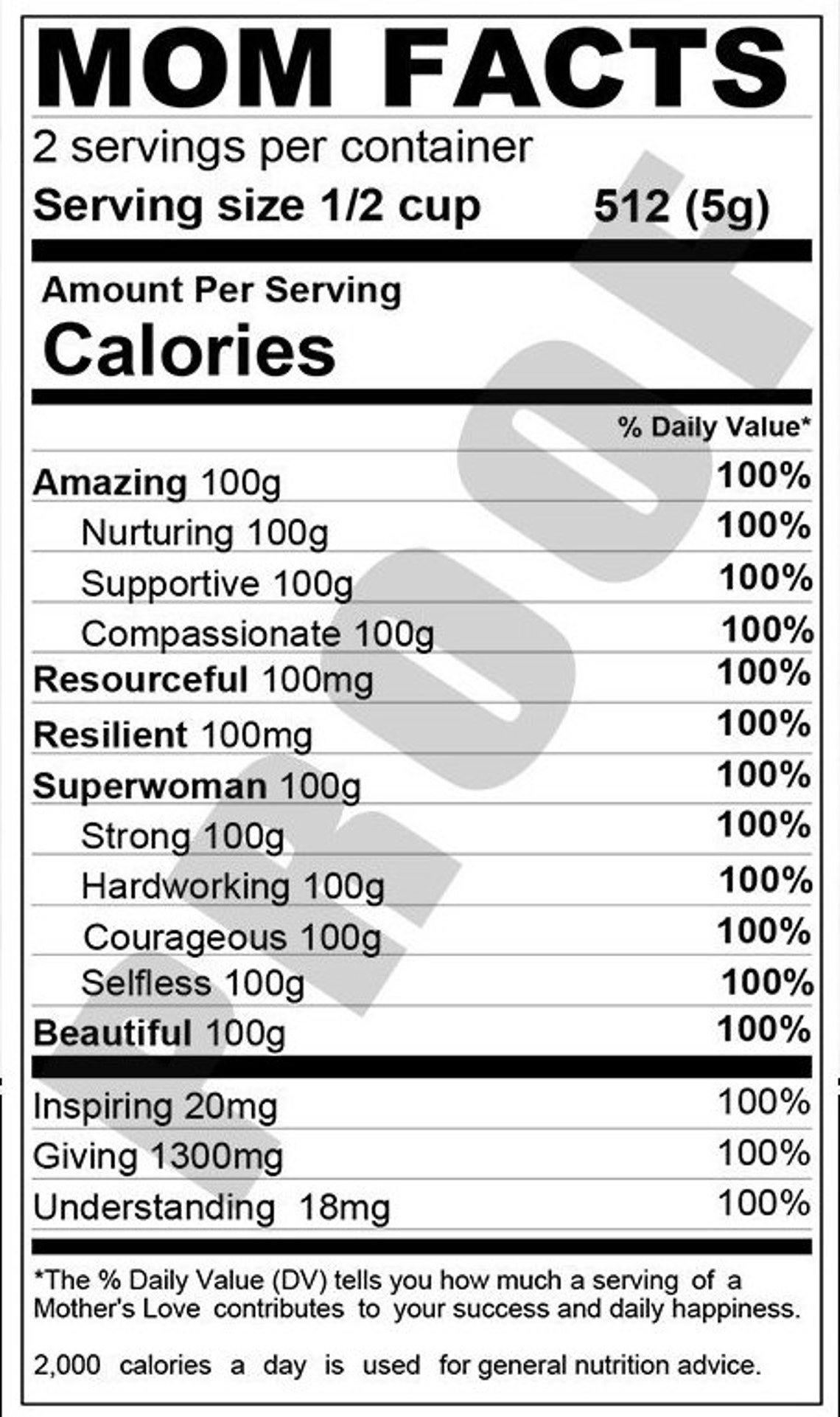Mom Nutritional Facts Label - Custom Label - Chip Bags - Water Bottle ...