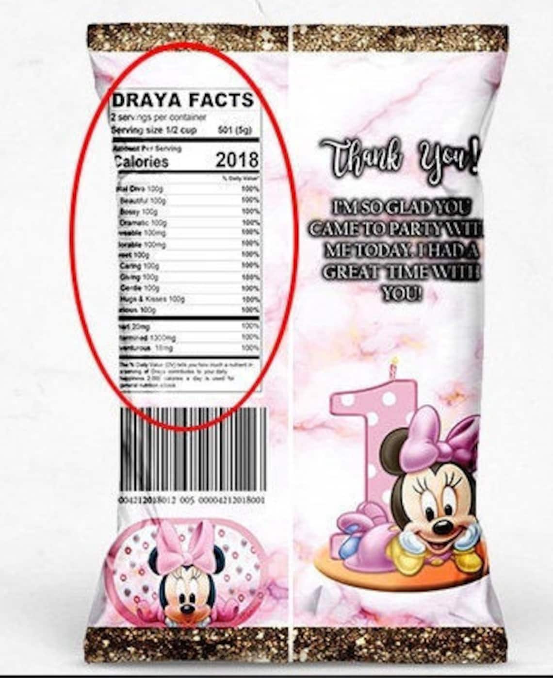 Birthday Nutrition Facts Label - Custom Label - Chip Bag - Water Bottle ...