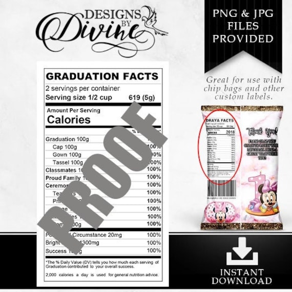 Graduation Nutrition Facts Label Custom Label Chip Bag - Etsy