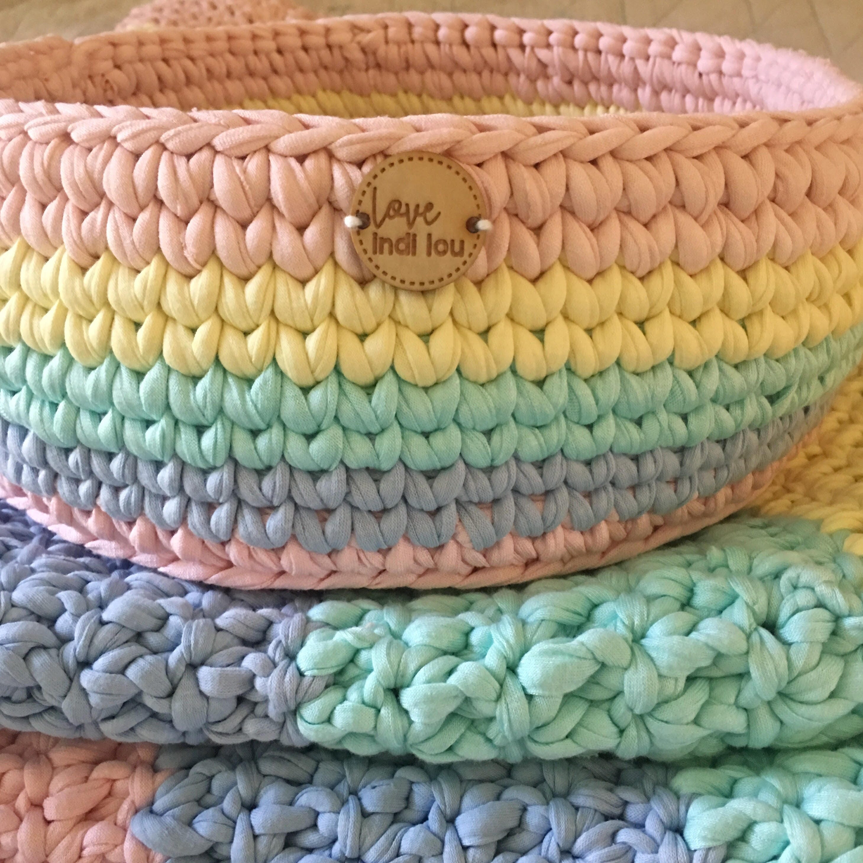 Pastel Toy Storage Basket Handmade With Tshirt Yarn | Etsy