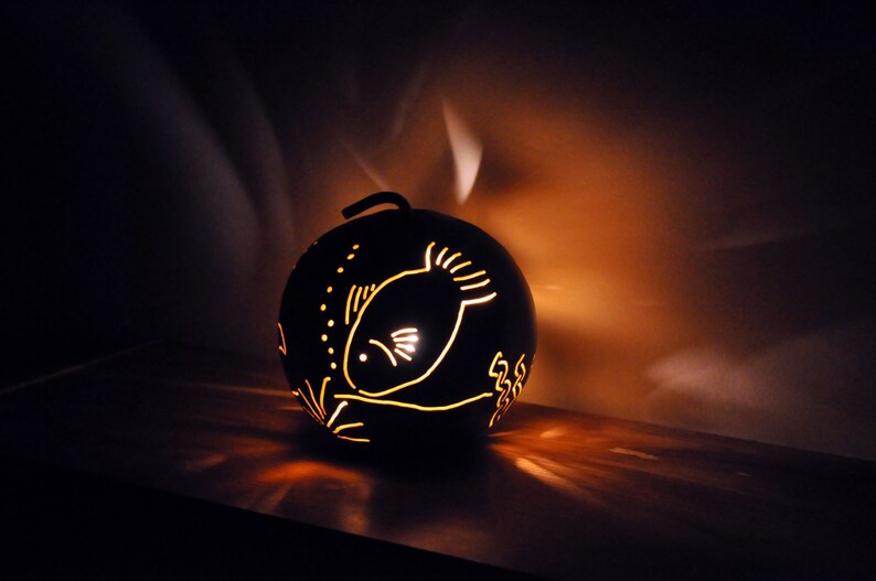 Nautical Night Light, Fish Gourd Lantern, Fish Gourd Lamp, Ocean Theme ...