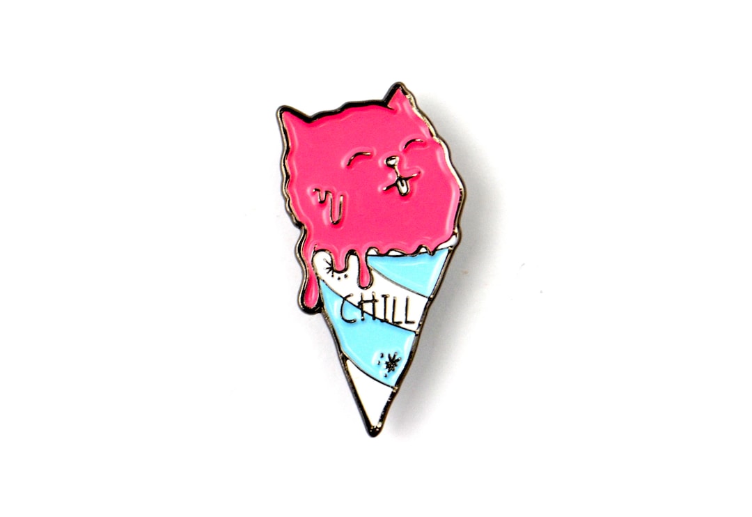 The Chill Cat Hat Pin Cool Funny Hipster Pop Culture Trippy Cartoon ...