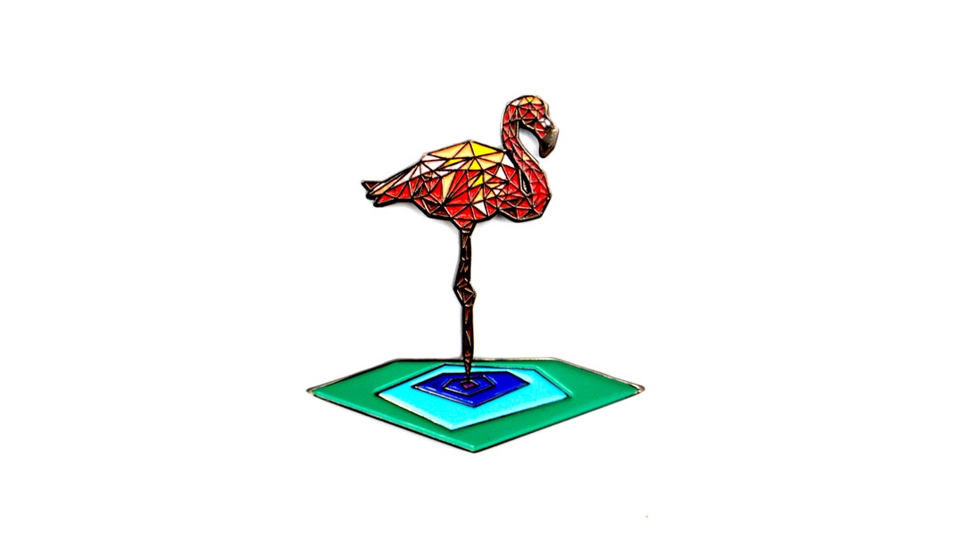 The Geometric Flamingo Pin Geometric Colorful Cool Funny Hipster 90s ...