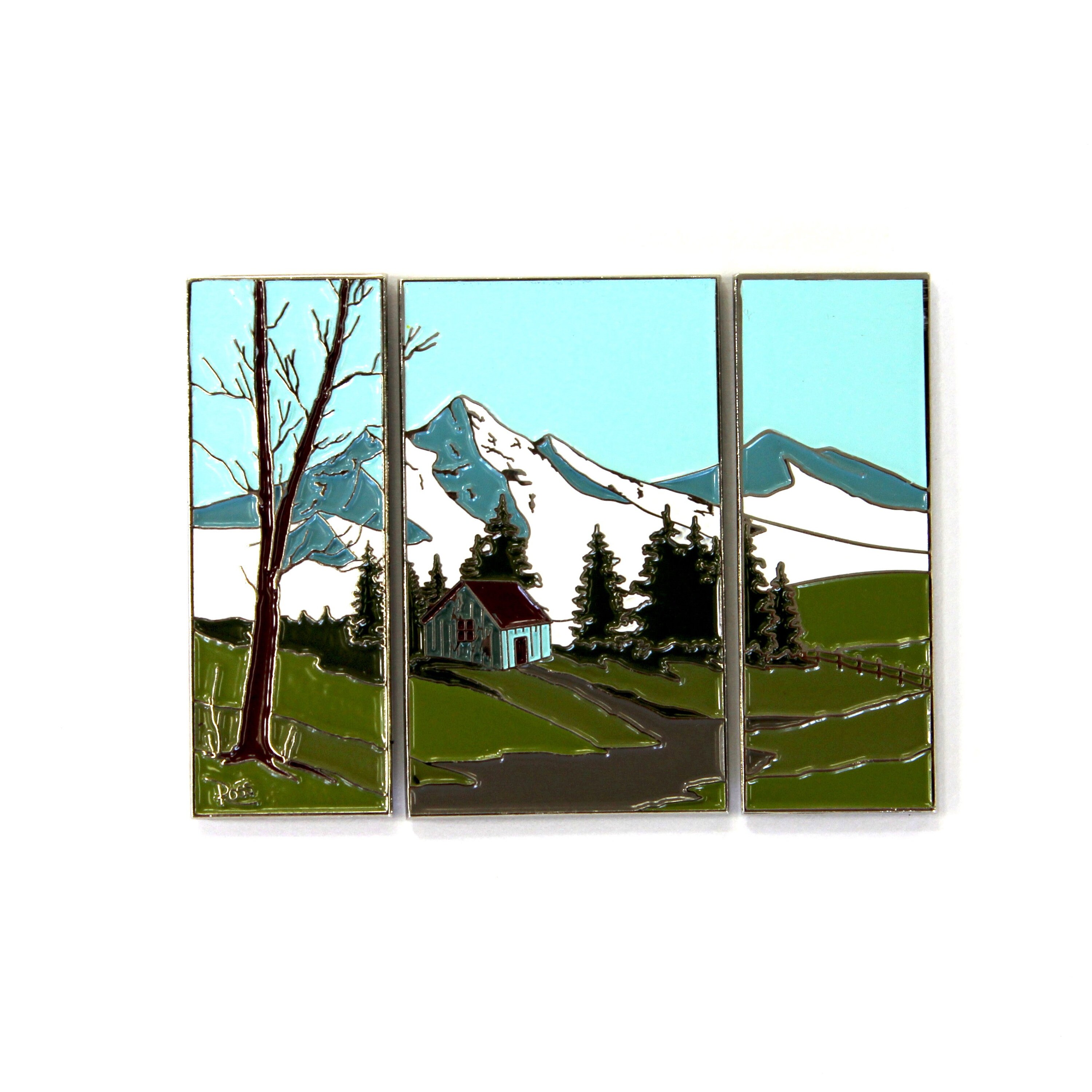 The Bob Ross Triptych Pin Set hat Pin Pin Lapel Pin Artist - Etsy