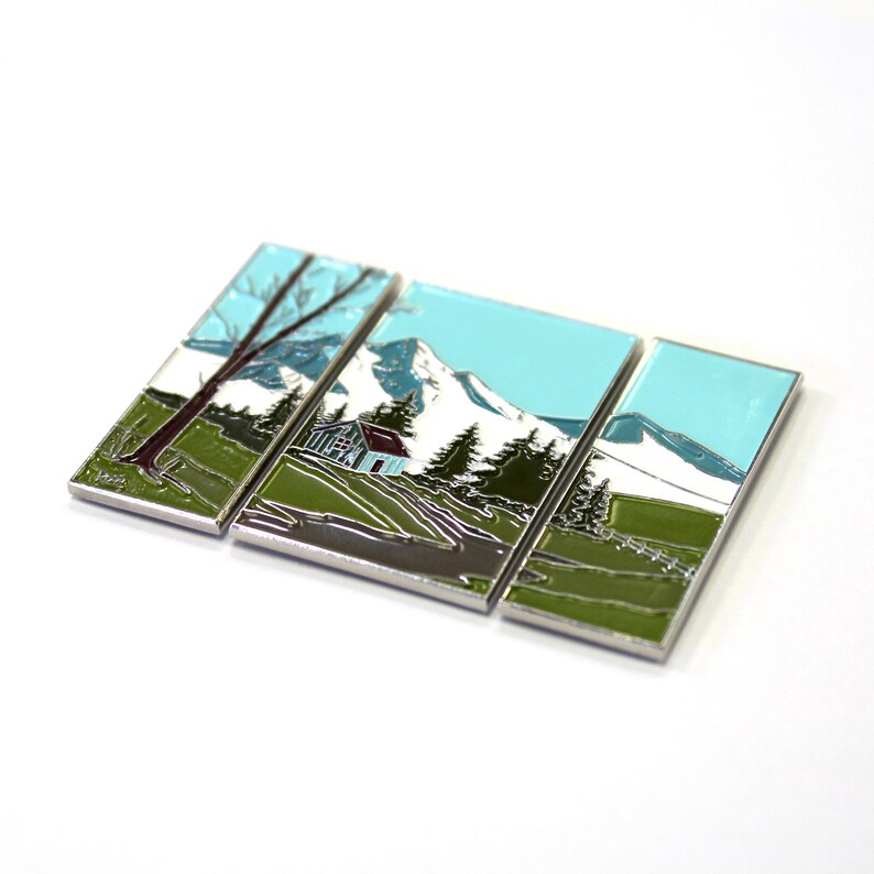 The Bob Ross Triptych Pin Set hat Pin Pin Lapel Pin Artist - Etsy