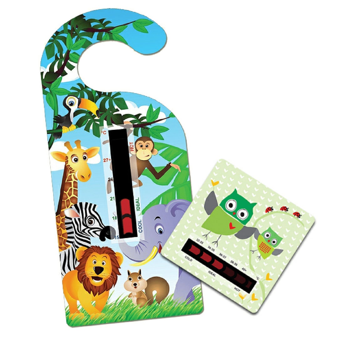 Jungle Room Hanger Thermometer Card and Owl Bath Thermometer Card Pack ...