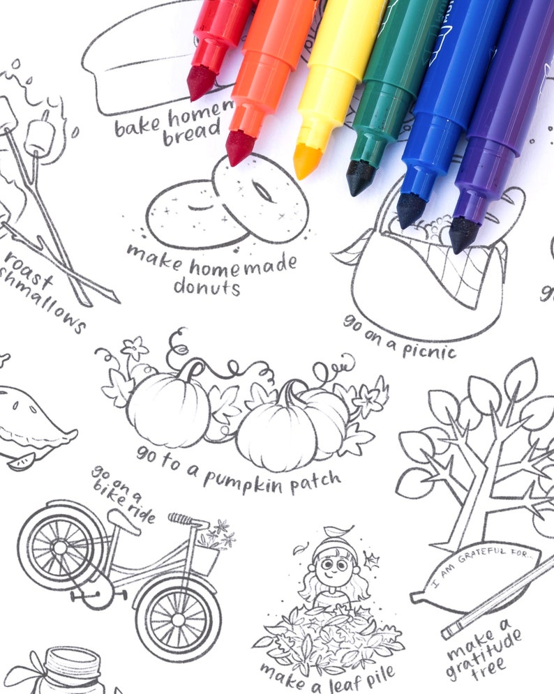 DIGITAL DOWNLOAD - Giant Fall Bucket List Coloring Page, Huge Printable ...