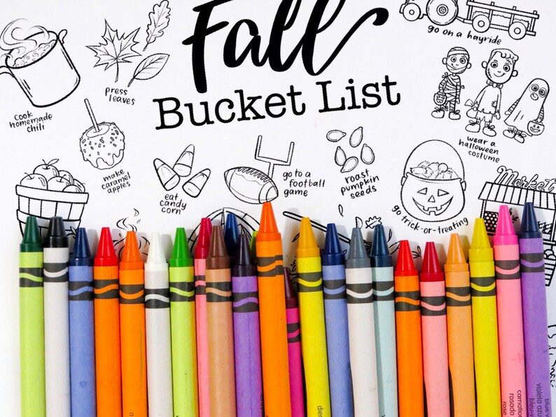 DIGITAL DOWNLOAD - Giant Fall Bucket List Coloring Page, Huge Printable ...