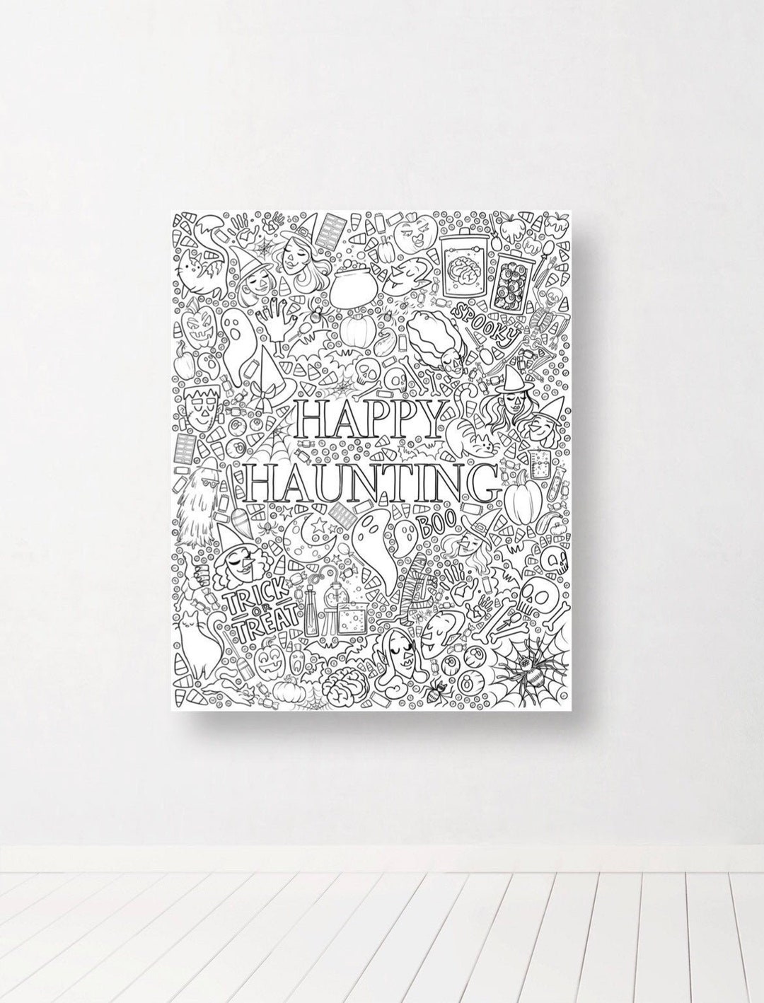 DIGITAL DOWNLOAD - Giant Halloween Coloring Page, Huge Halloween ...