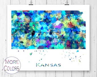 Kansas State Map Art Print 8x 10 - Etsy