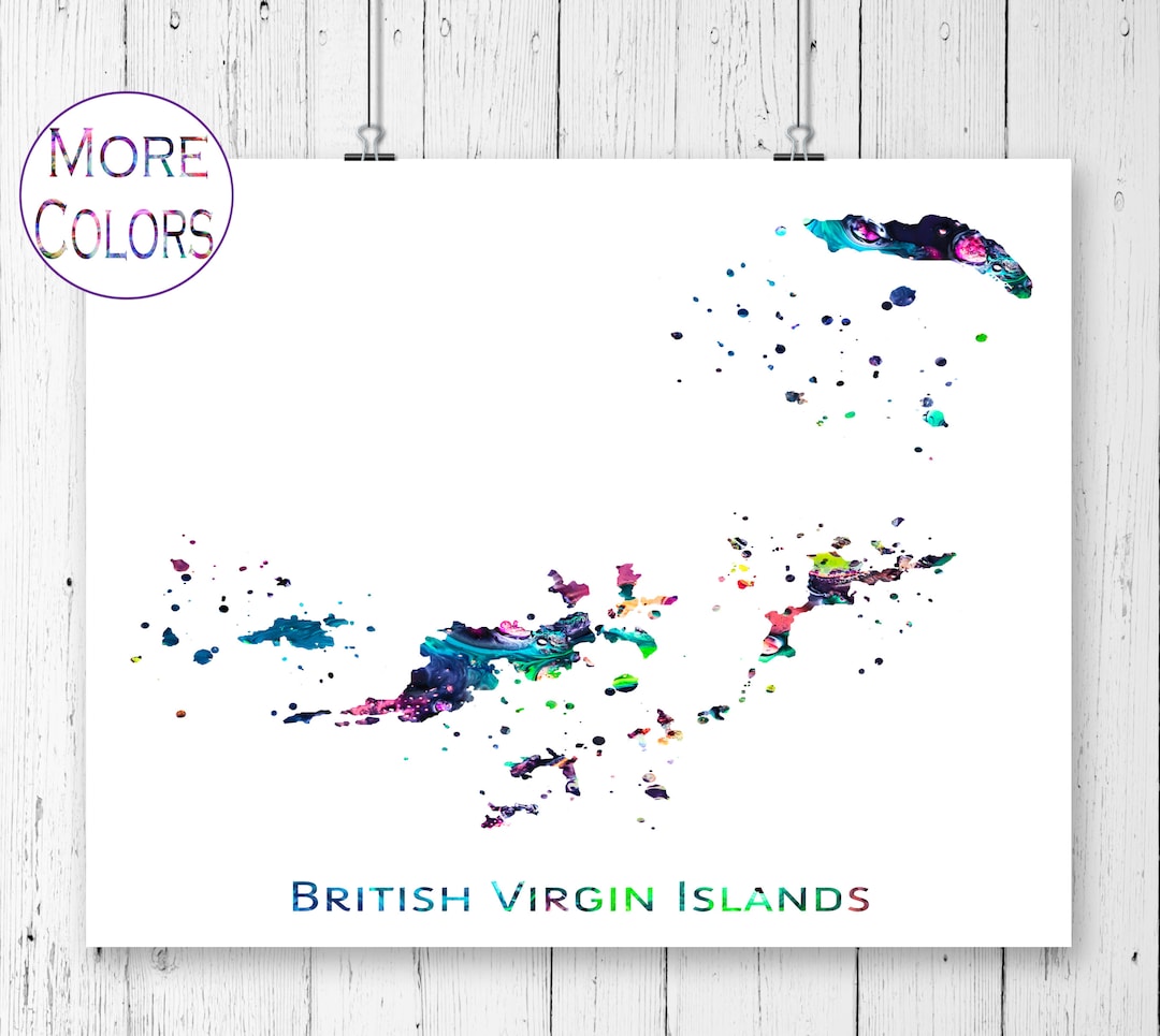 British Virgin Islands Map Art Print, Poster, Wall Art, Contemporary ...
