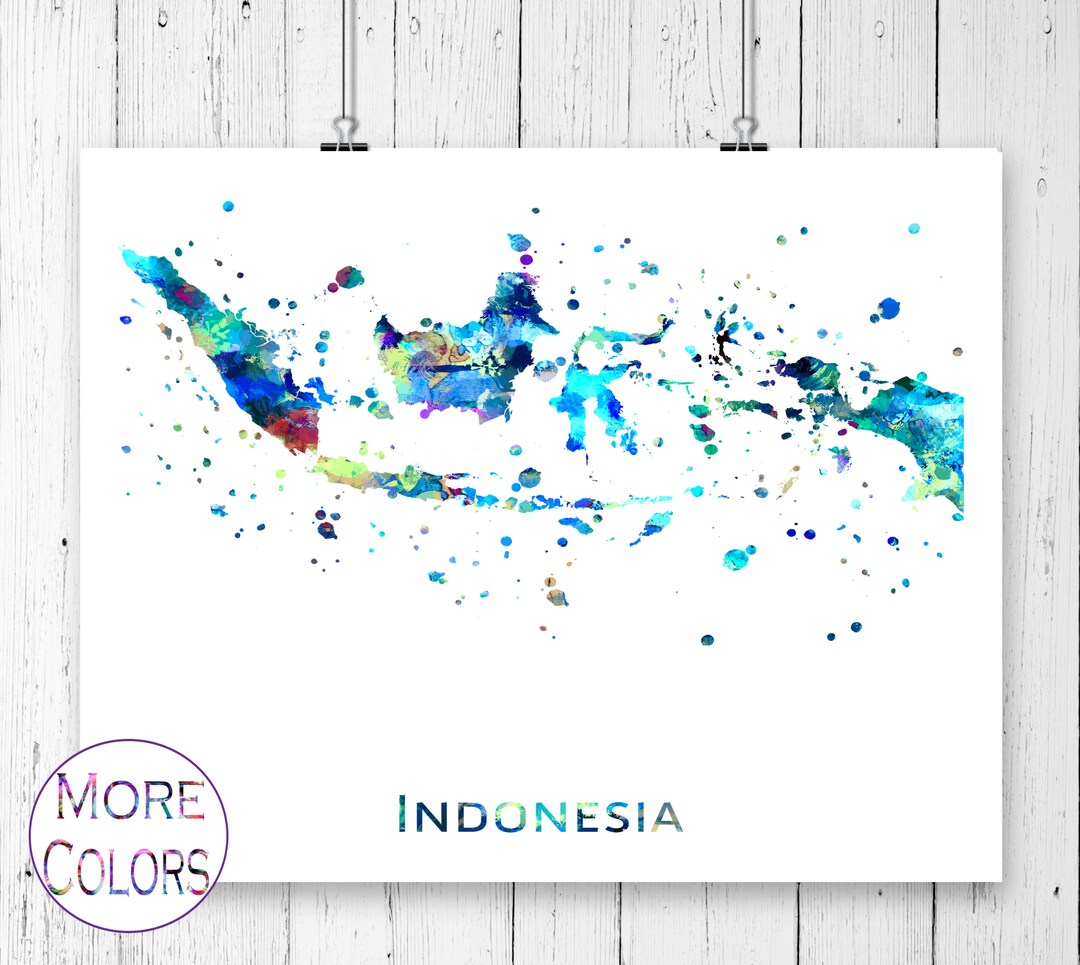 Indonesia Map Art Print, Poster, Wall Art, Contemporary Art, Modern ...