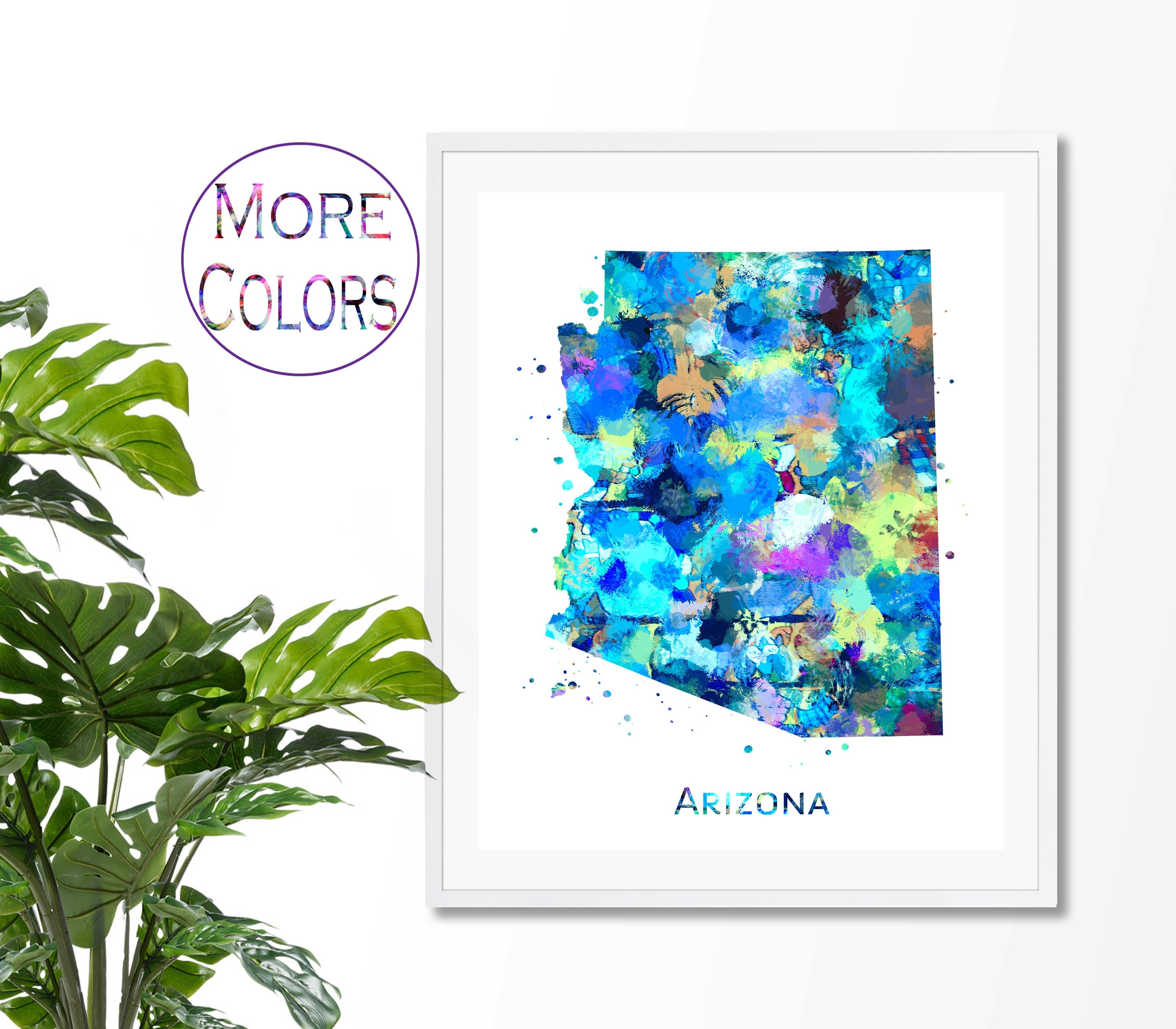 Arizona Map Art Print, Poster, Wall Art, Contemporary Art, Modern Wall ...