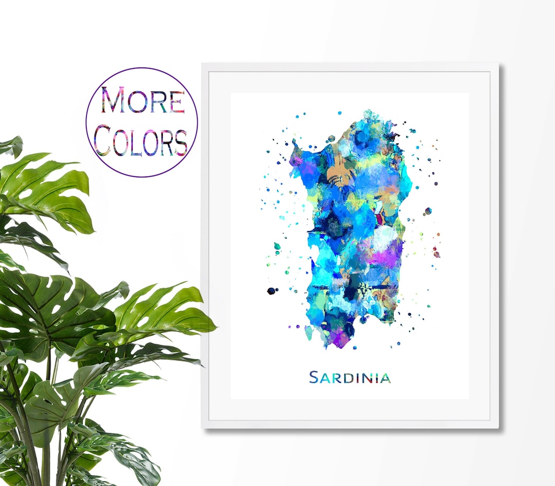 Sardinia Map Art Print, Poster, Wall Art, Contemporary Art, Modern Wall ...