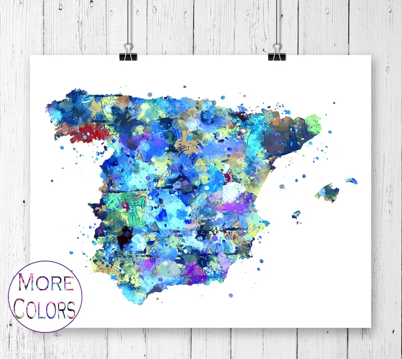 Spain Map Art Print, Poster, Wall Art, Contemporary Art, Modern Wall ...