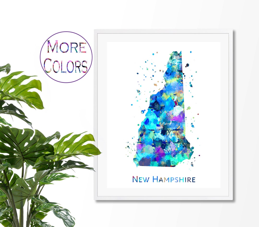 New Hampshire Map Art Print, Poster, Wall Art, Contemporary Art, Modern ...