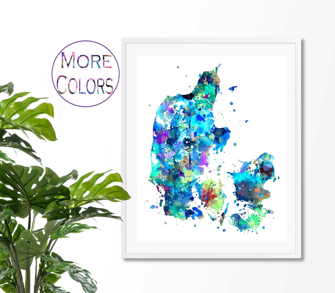 Denmark Map Art Print, Poster, Wall Art, Contemporary Art, Modern Wall ...