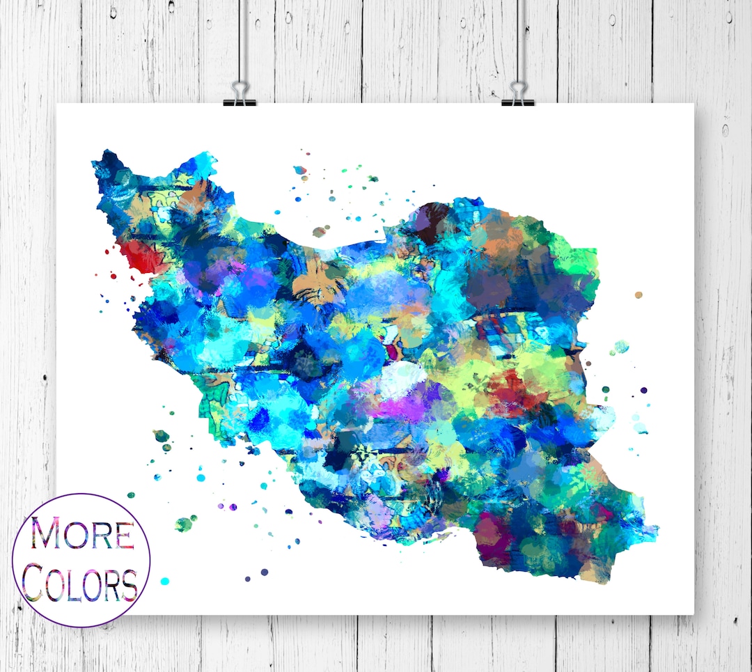 Iran Map Art Print, Poster, Wall Art, Contemporary Art, Modern Wall ...