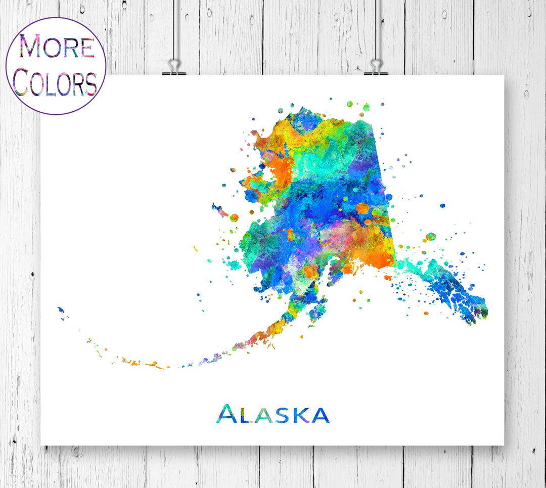 Alaska Map Art Print, Poster, Wall Art, Contemporary Art, Modern Wall ...