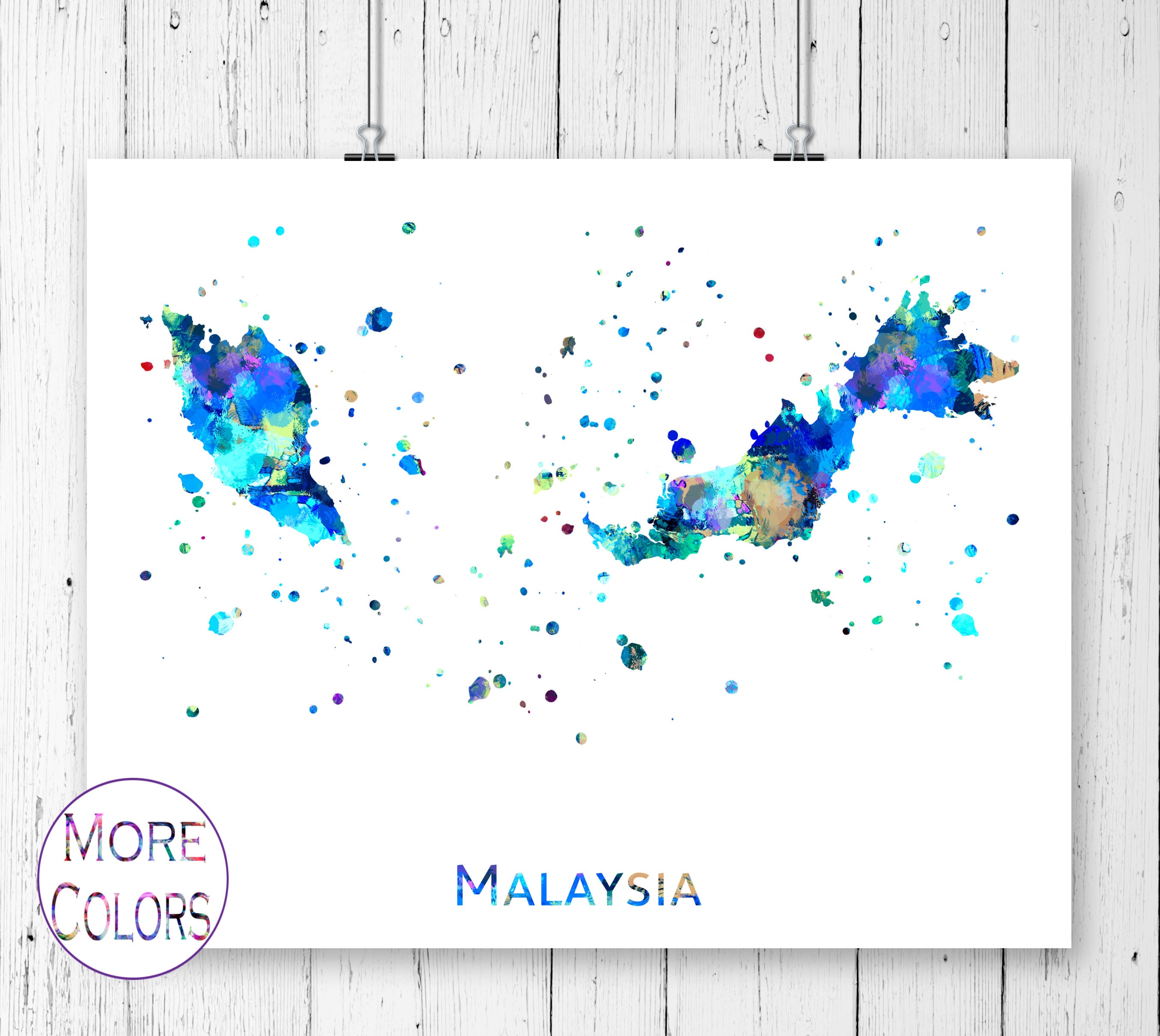 Malaysia Map Art Print, Poster, Wall Art, Contemporary Art, Modern Wall ...