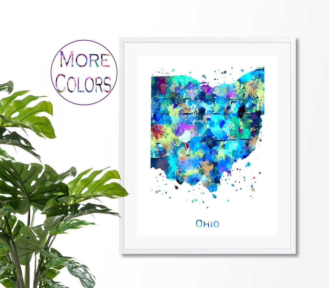 Ohio Map Art Print, Poster, Wall Art, Contemporary Art, Modern Wall ...