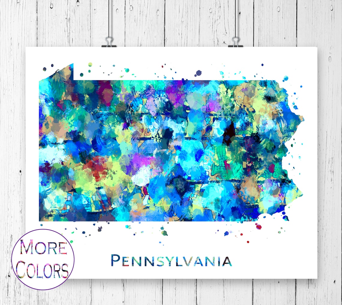 Pennsylvania Map Art Print, Poster, Wall Art, Contemporary Art, Modern ...