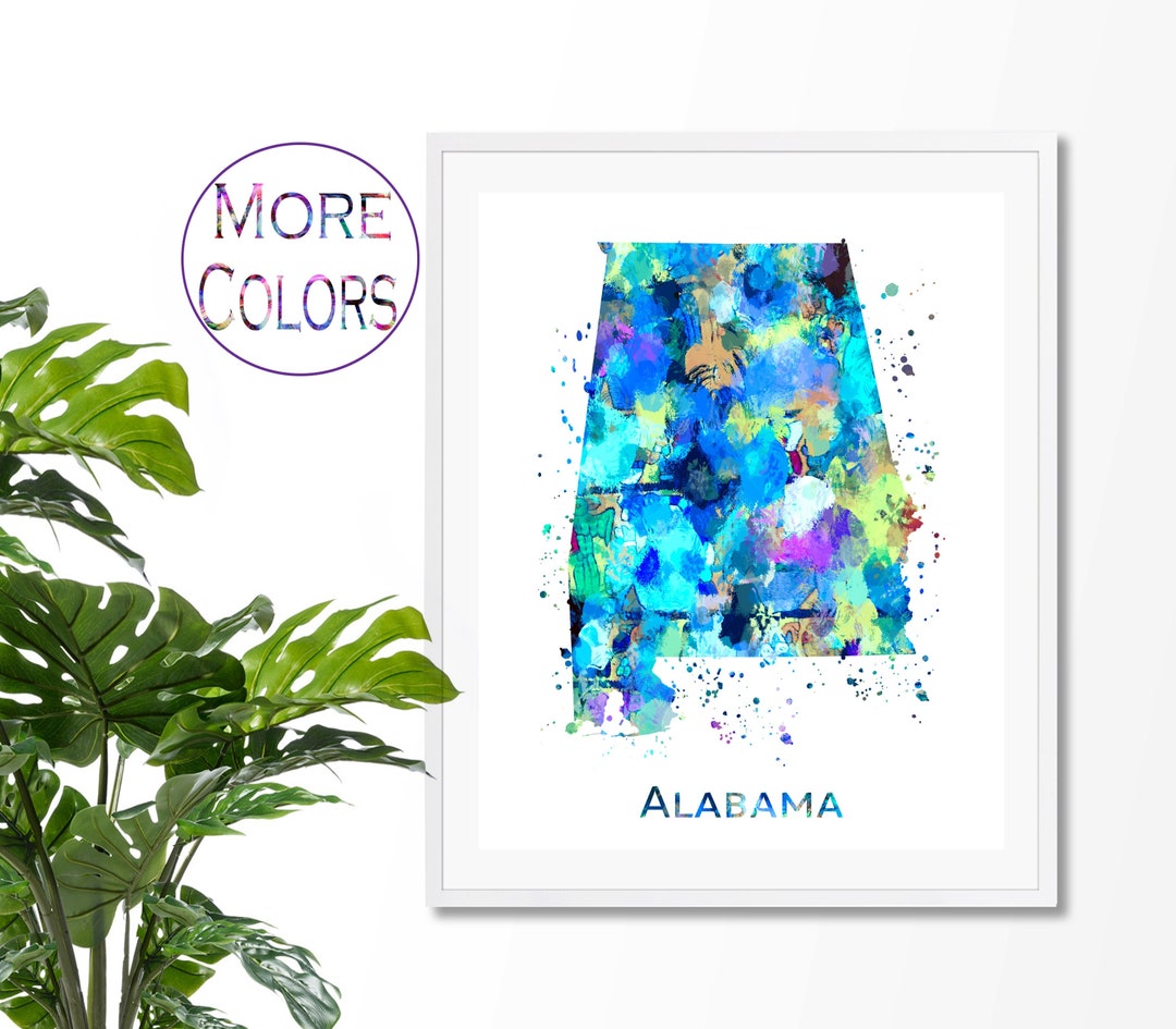 Alabama Map Art Print, Poster, Wall Art, Contemporary Art, Modern Wall ...