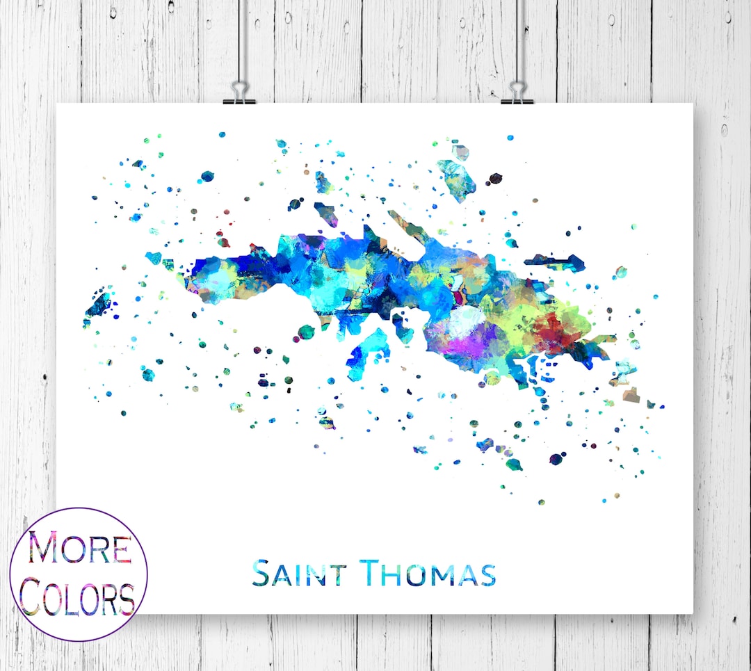 Saint Thomas Map Art Print, Poster, Wall Art, Contemporary Art, Modern ...
