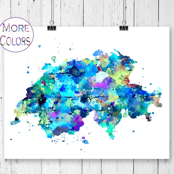 Switzerland Map Poster - Etsy