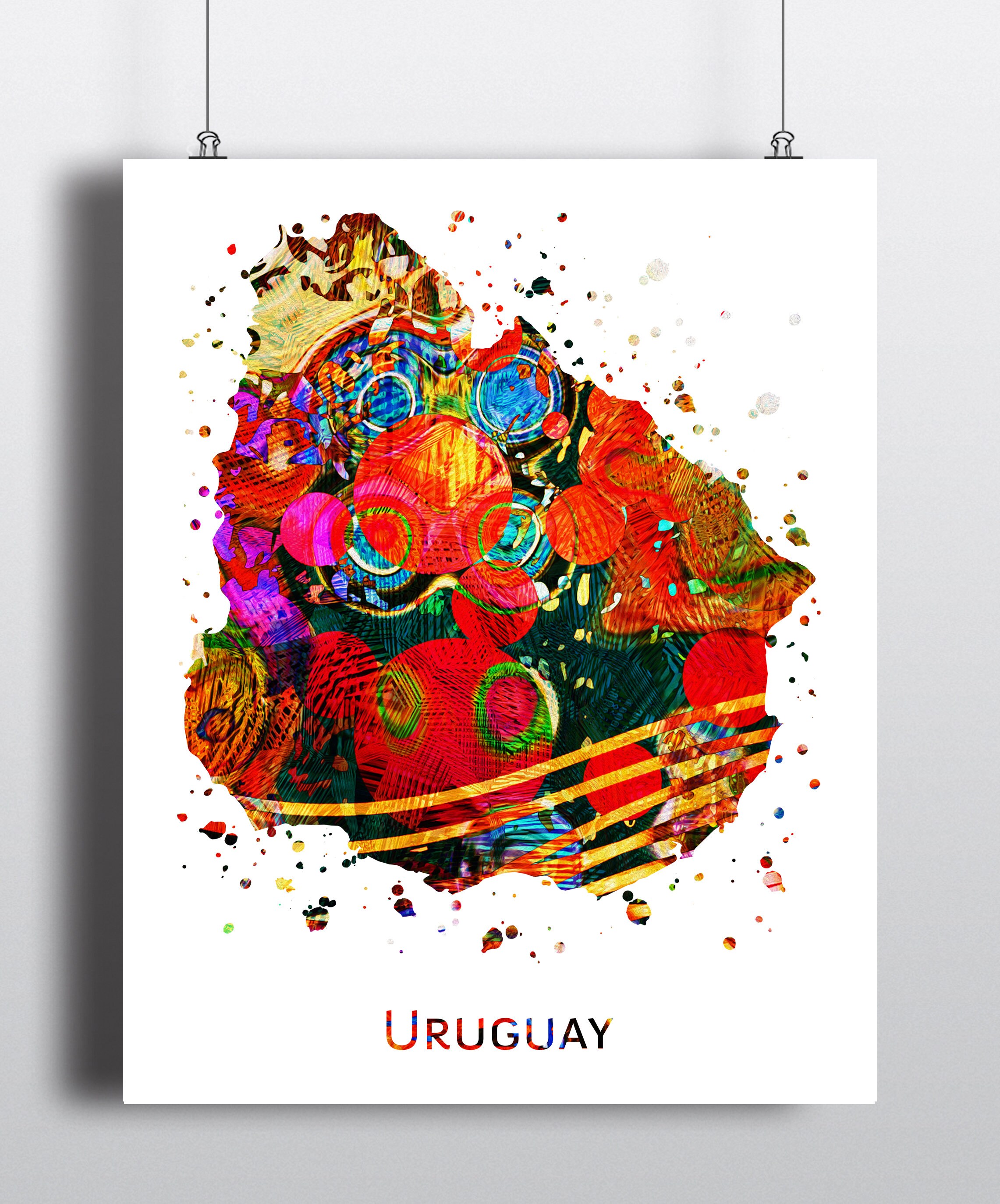 Uruguay Map Art Print, Poster, Wall Art, Contemporary Art, Modern Wall ...