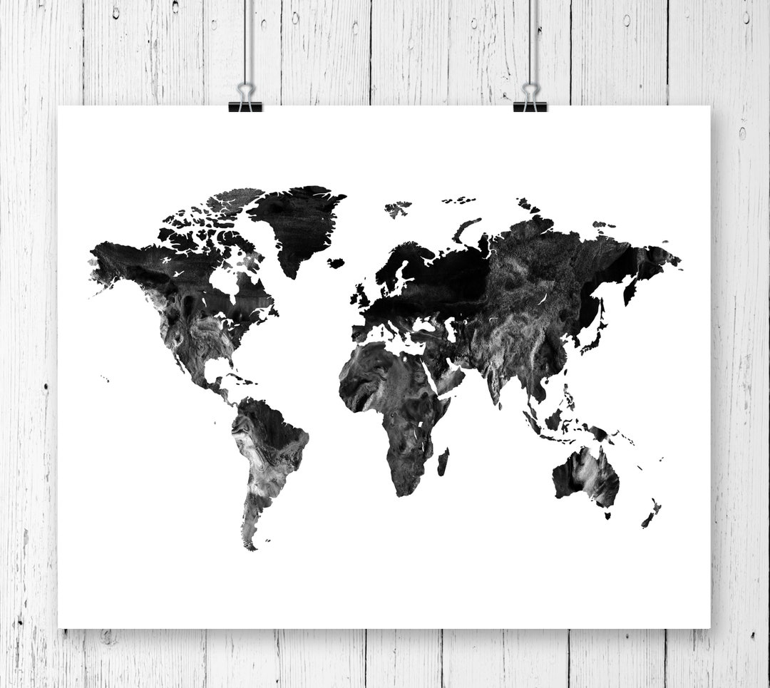World Map Art Print, Poster, Wall Art, Contemporary Art, Modern Wall ...