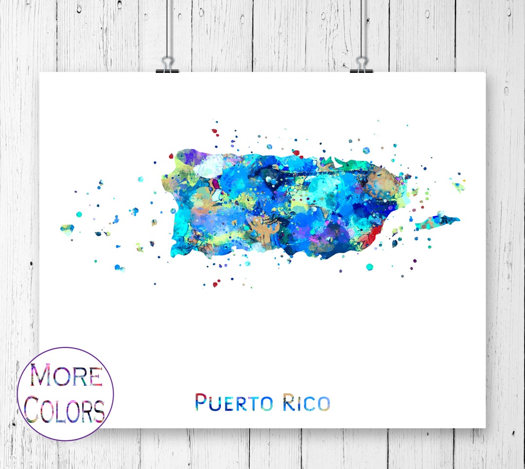 Puerto Rico Map Art Print, Poster, Wall Art, Contemporary Art, Modern ...