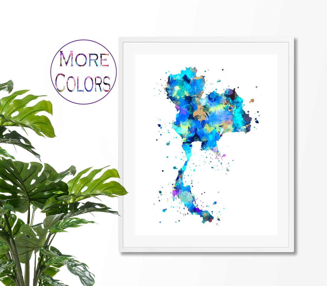 Thailand Map Art Print, Poster, Wall Art, Contemporary Art, Modern Wall ...