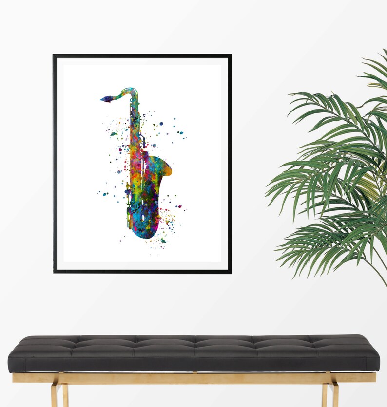 Saxophone 1 Watercolor Fine Art Print, Poster, Wall Art, Home Decor ...