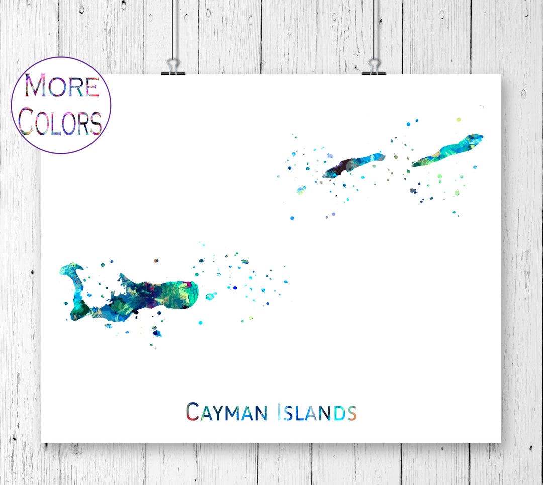 Cayman Islands Map Art Print, Poster, Wall Art, Contemporary Art ...