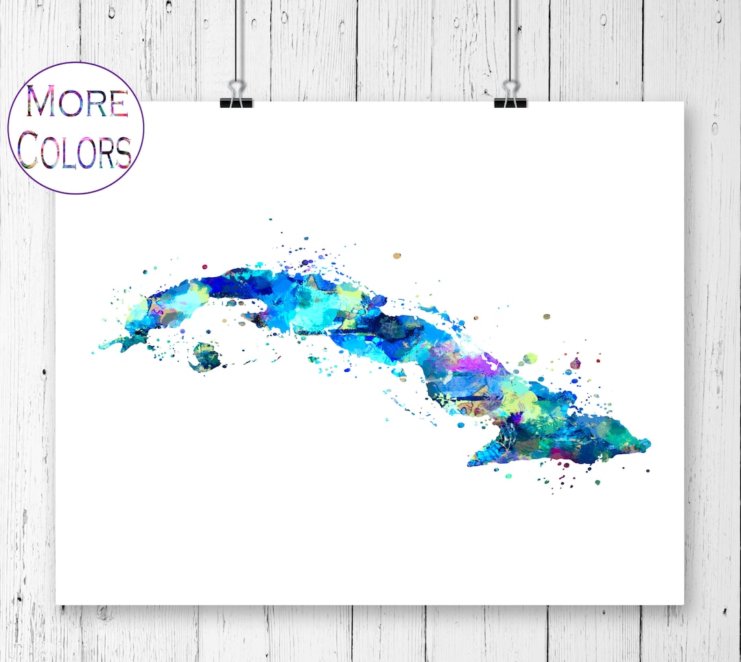 Cuba Map Art Print, Poster, Wall Art, Contemporary Art, Modern Wall ...