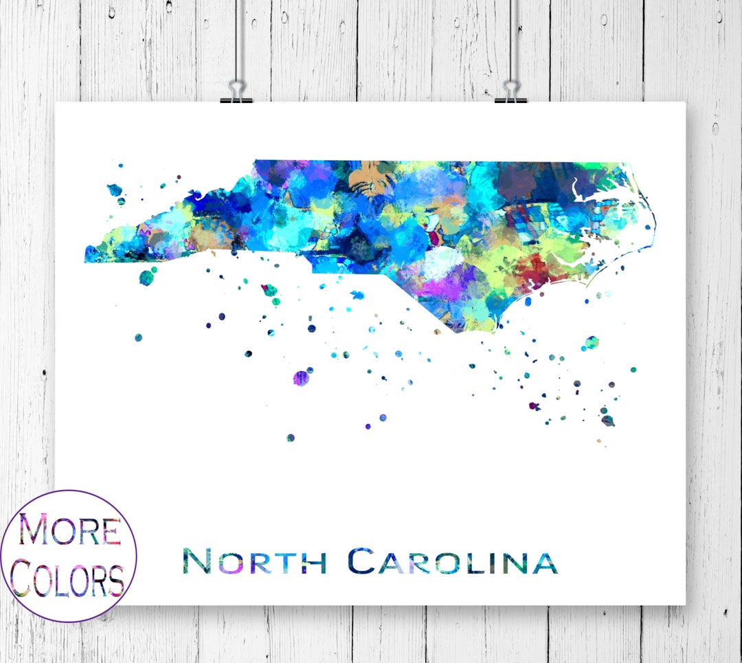 North Carolina Map Art Print, Poster, Wall Art, Contemporary Art ...