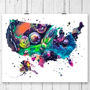 United States Map Art Print, Poster, Wall Art, Contemporary Art, Modern ...